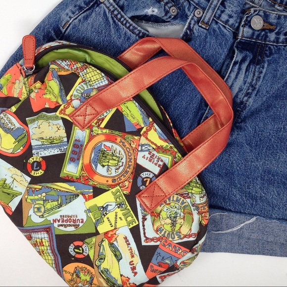 Vintage | Bags | Vintage 8s World Stamped Multi Color Hand Bag | Poshmark